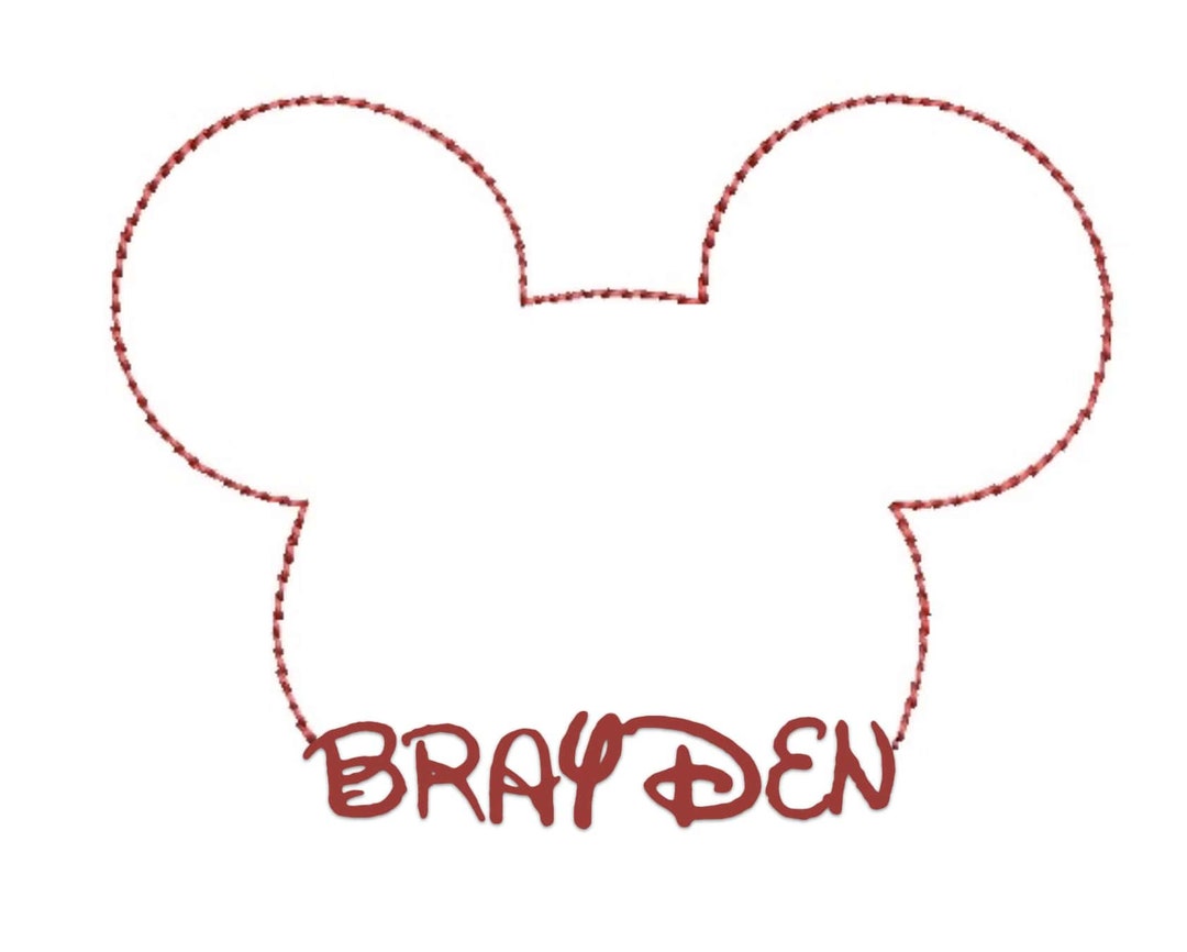 Mouse Head Embroidery Design: Theme Park Name Frame (digital Download ...