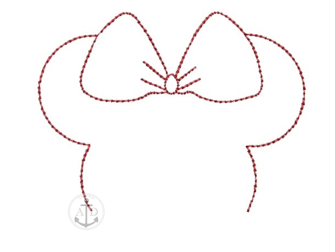 Medium Mouse Head Initial Frame With Bow Embroidery Design File, Mouse ...