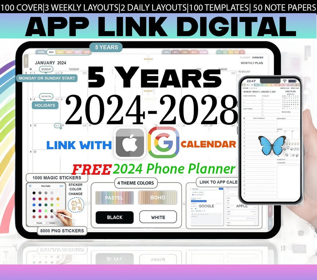 All-in-one Dated Digital Planner 2024 2028, Budget, Fitness, Notebook ...