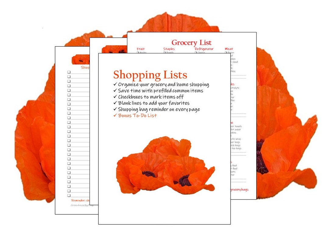 Grocery List Printable to Do List Shopping List Bullet Journal ...