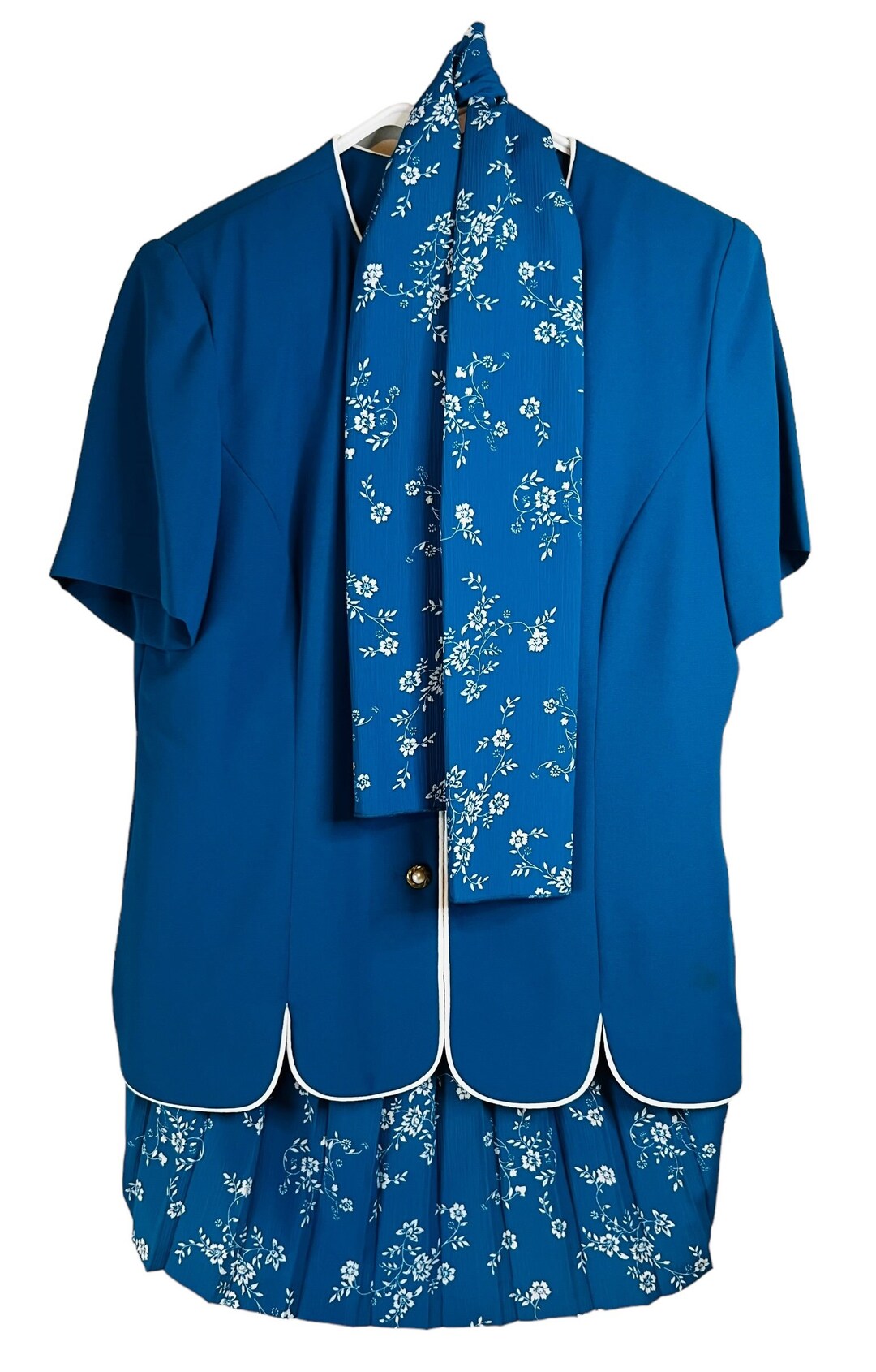 Leslie Fay Dresses 3 Piece Skirt Suit Set Scarf Pleated Y2K 90's Granny ...