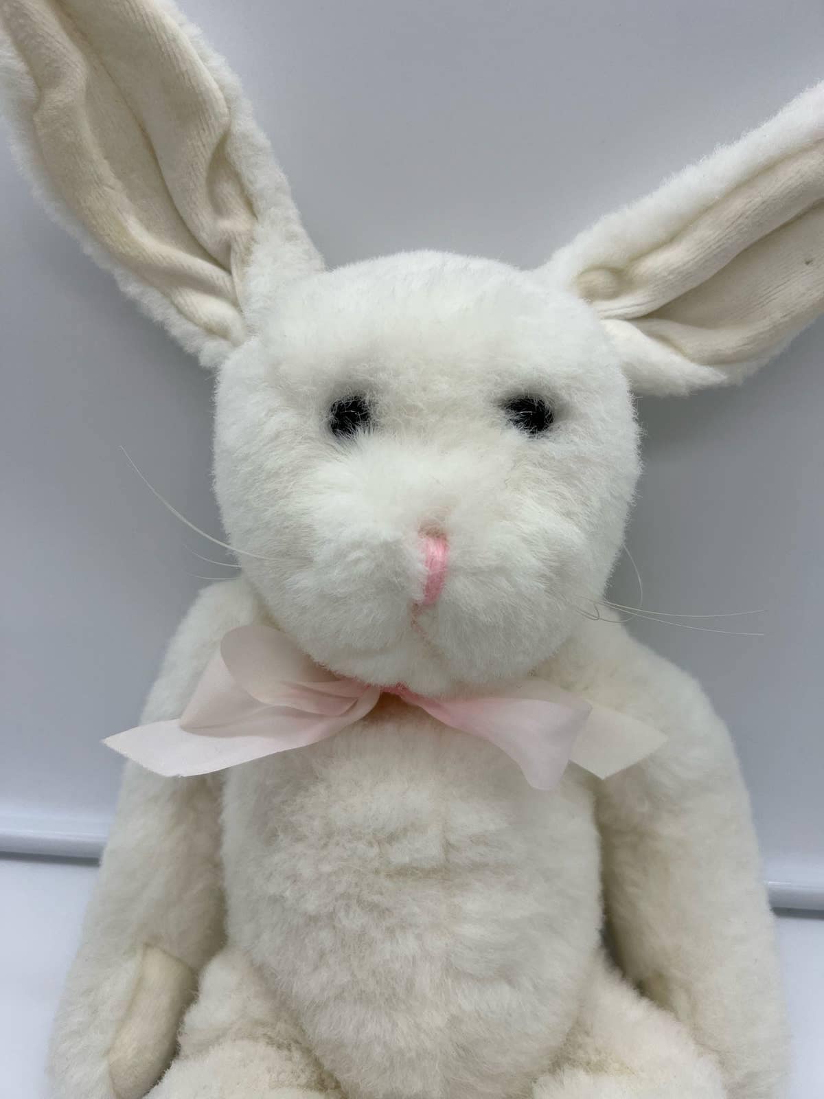 The Boyds Collection 1991 Rabbit Weighted Movable Limbs White Pink Bow ...