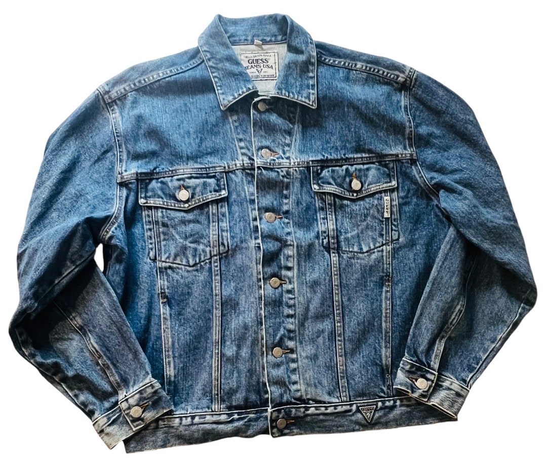 Vintage Guess Denim Jean Trucker Jacket Men's USA Made SZ L Style 10807 ...
