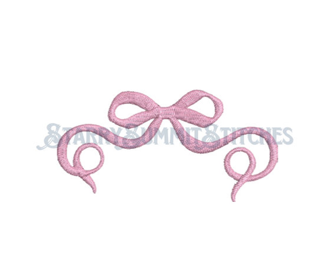 Swirly Bow Ribbon Machine Embroidery Design, Bow, Vintage Bow, Name ...