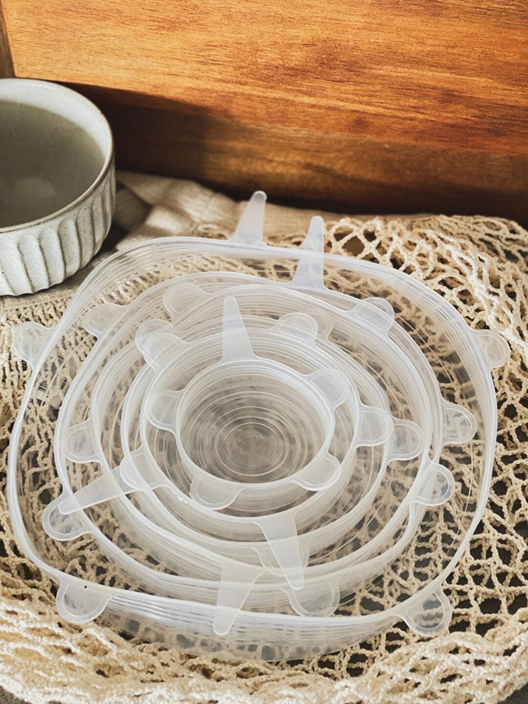 Set of 6 Reusable Silicone Stretchable Lids Round/personalised Food ...