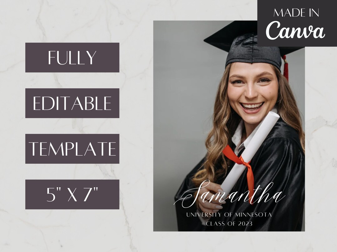 Graduation Party Invitation Canva Template Fully Customizable Neutral ...