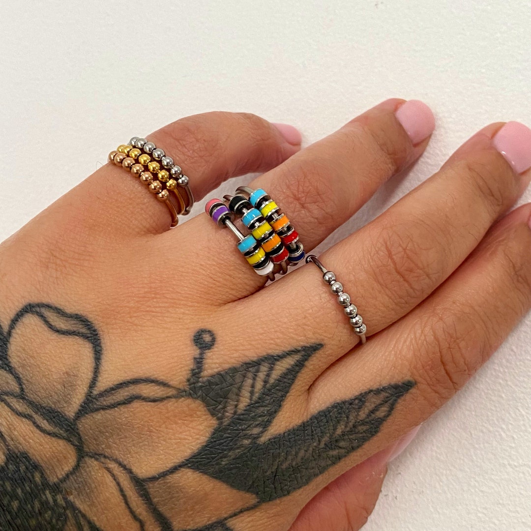 Fidget Rings to Keep Your Hands Busy. Adjustable Cute Enamel - Etsy
