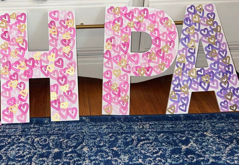 Preppy Heart Letters - Etsy
