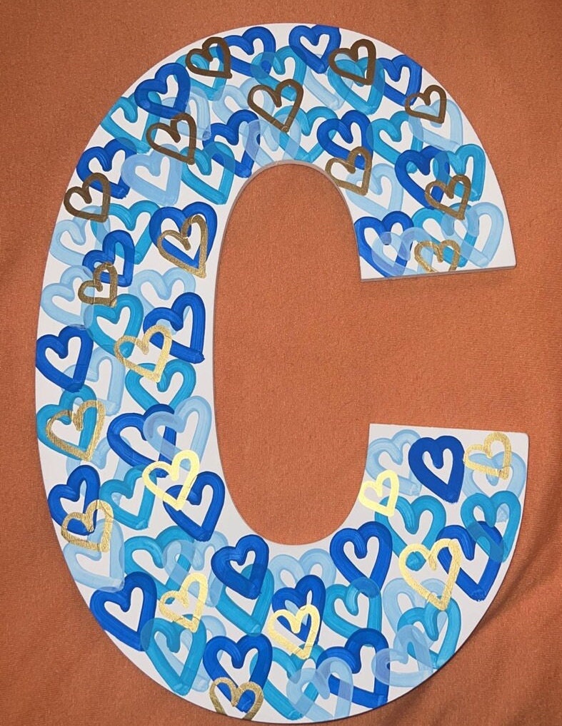 Preppy Heart Letters - Etsy