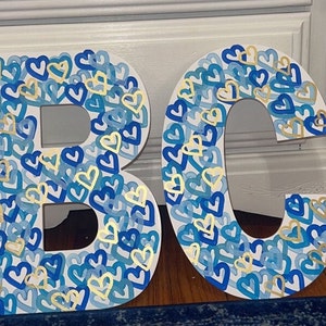Preppy Heart Letters - Etsy