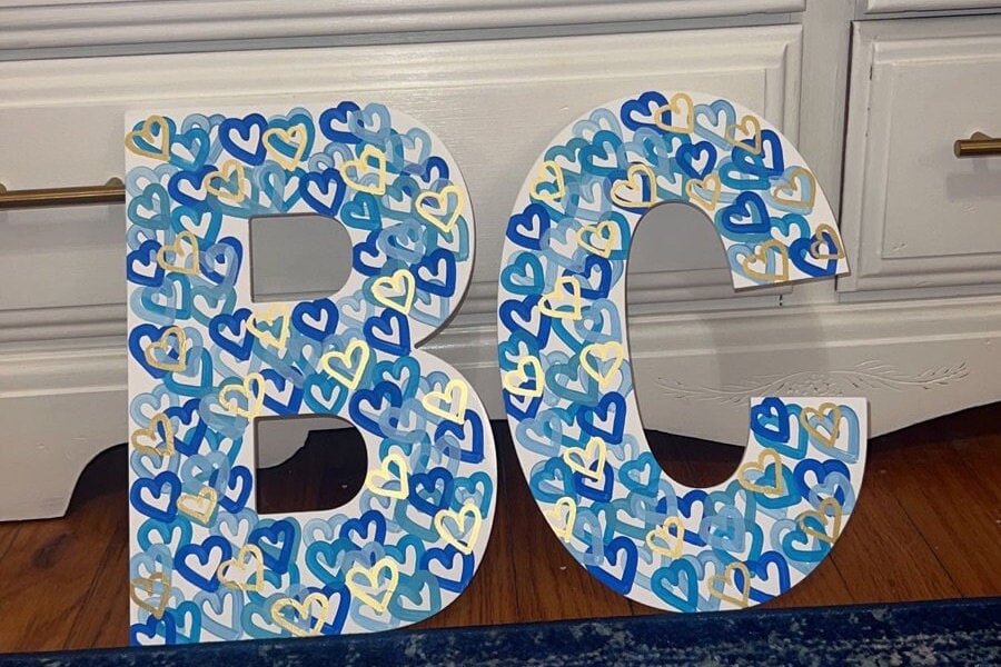Preppy Heart Letters - Etsy