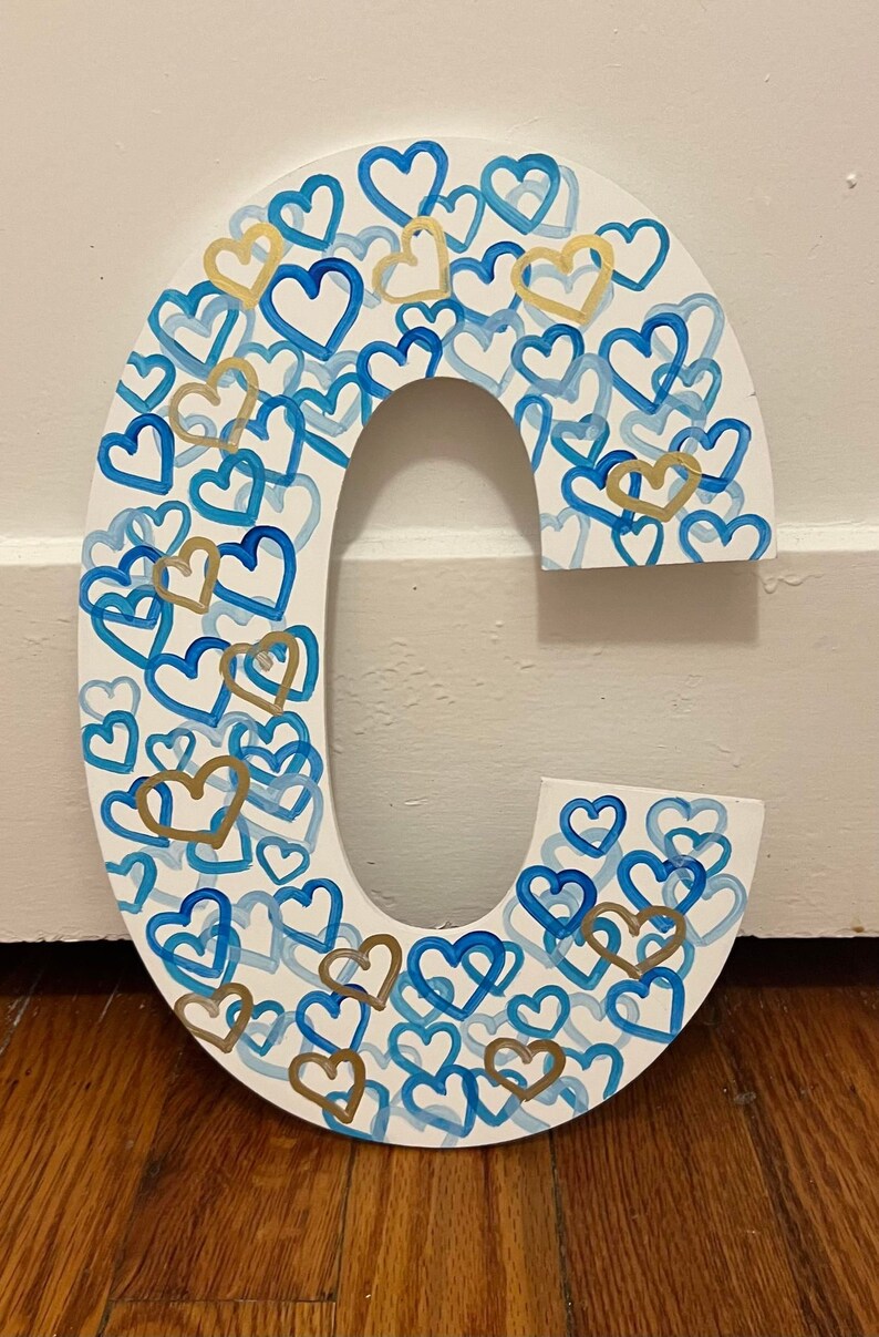 Preppy Heart Letters - Etsy