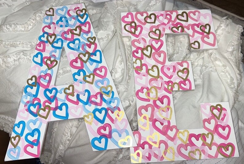 Preppy Heart Letters - Etsy