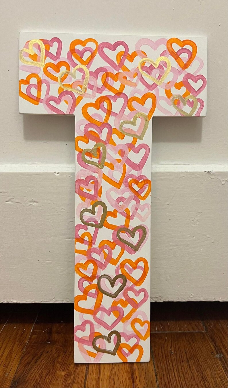 Preppy Heart Letters - Etsy