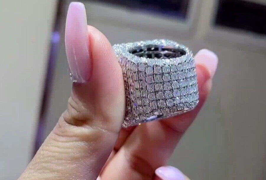 Iced Out Diamond Rings Initial Logo Letter Custom Ring Full Iced Out ...