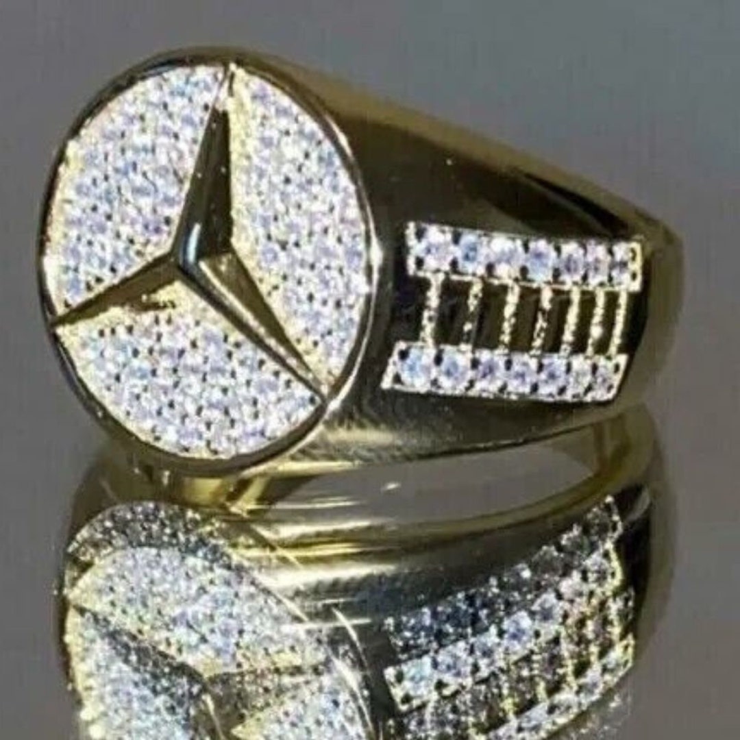 Iced Out Diamond Mens Mercedes Logo Ring Mercedes Benz Ring - Etsy