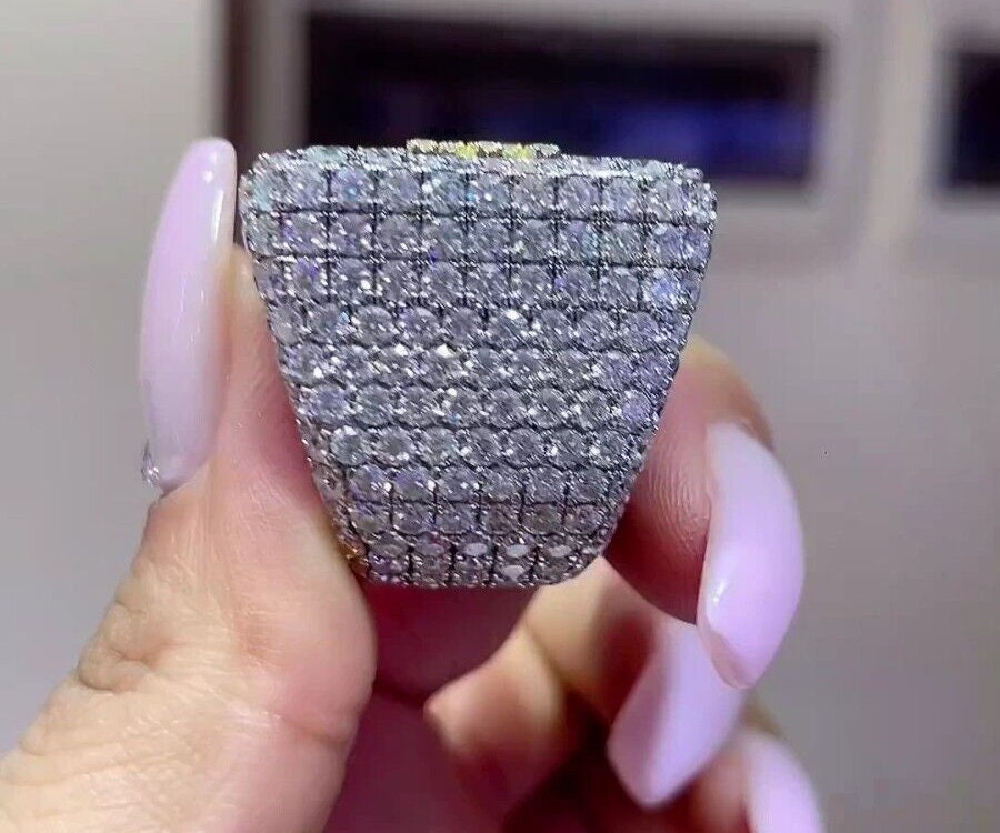 Iced Out Diamond Rings Initial Logo Letter Custom Ring Full Iced Out ...