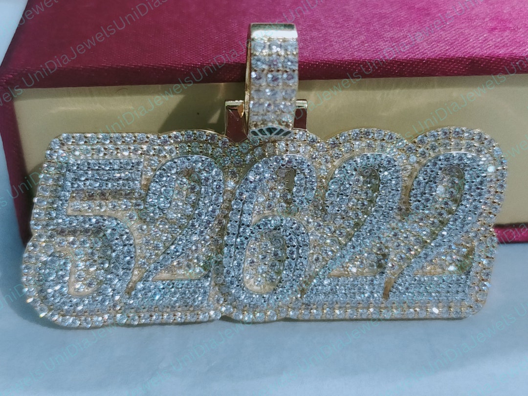 Iced Out Custom Letter Round Diamond Pendant Customized Logo Number ...