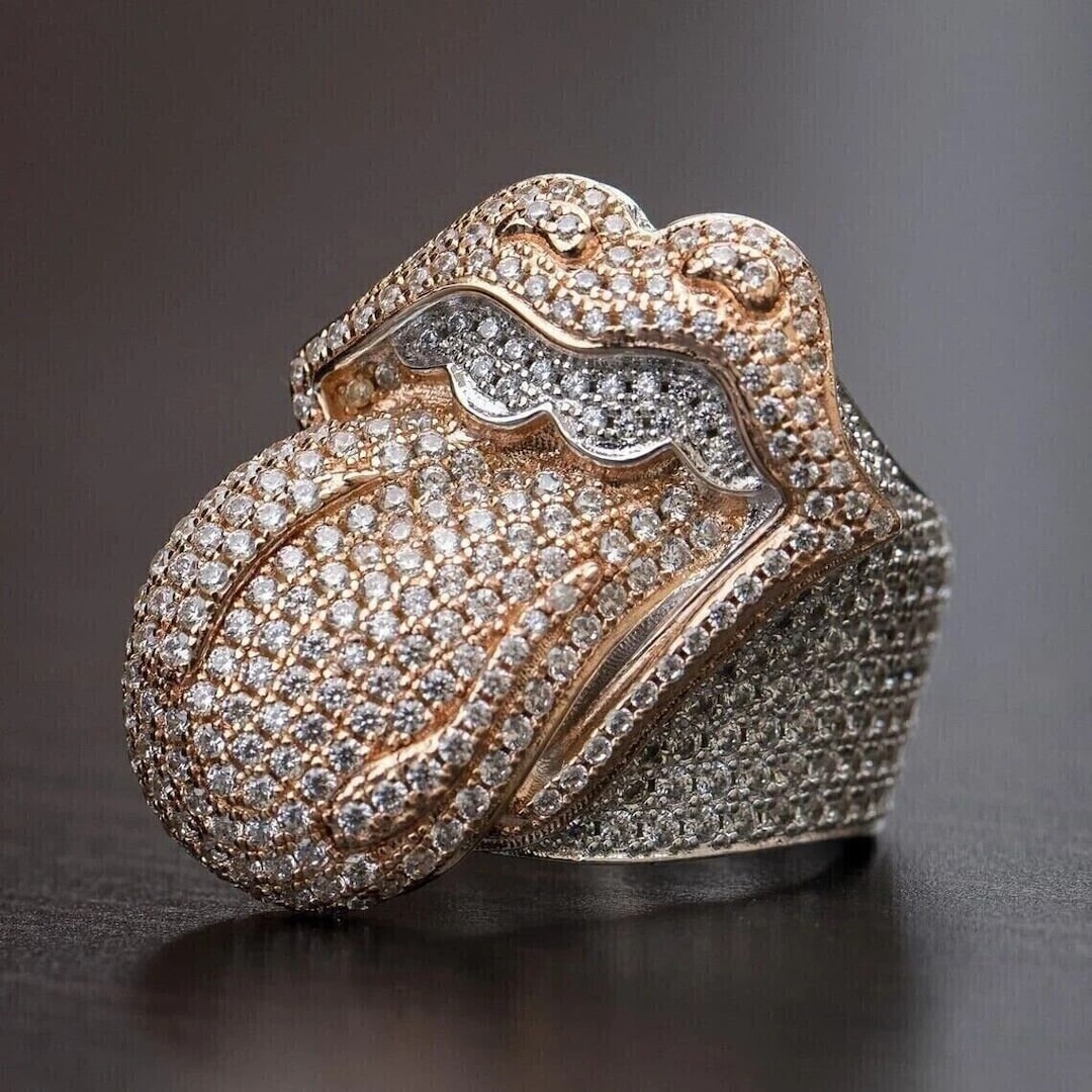 Iced Out Diamond Men's Hip Hop Ring Tonge Lip Ring Hip Hop - Etsy