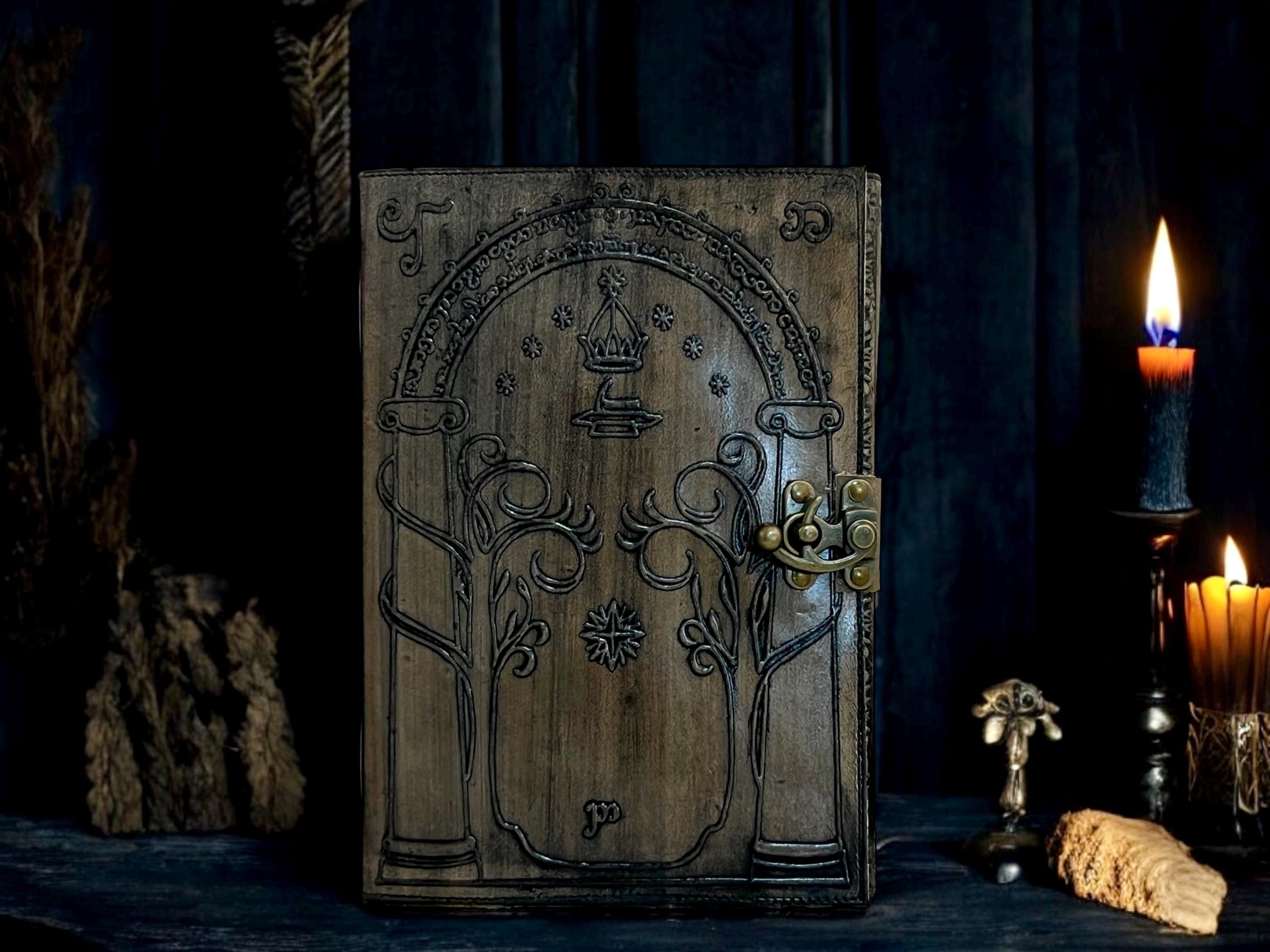 Doors of Durin Leather Notebook: Tolkien Lord of the Rings Handmade ...