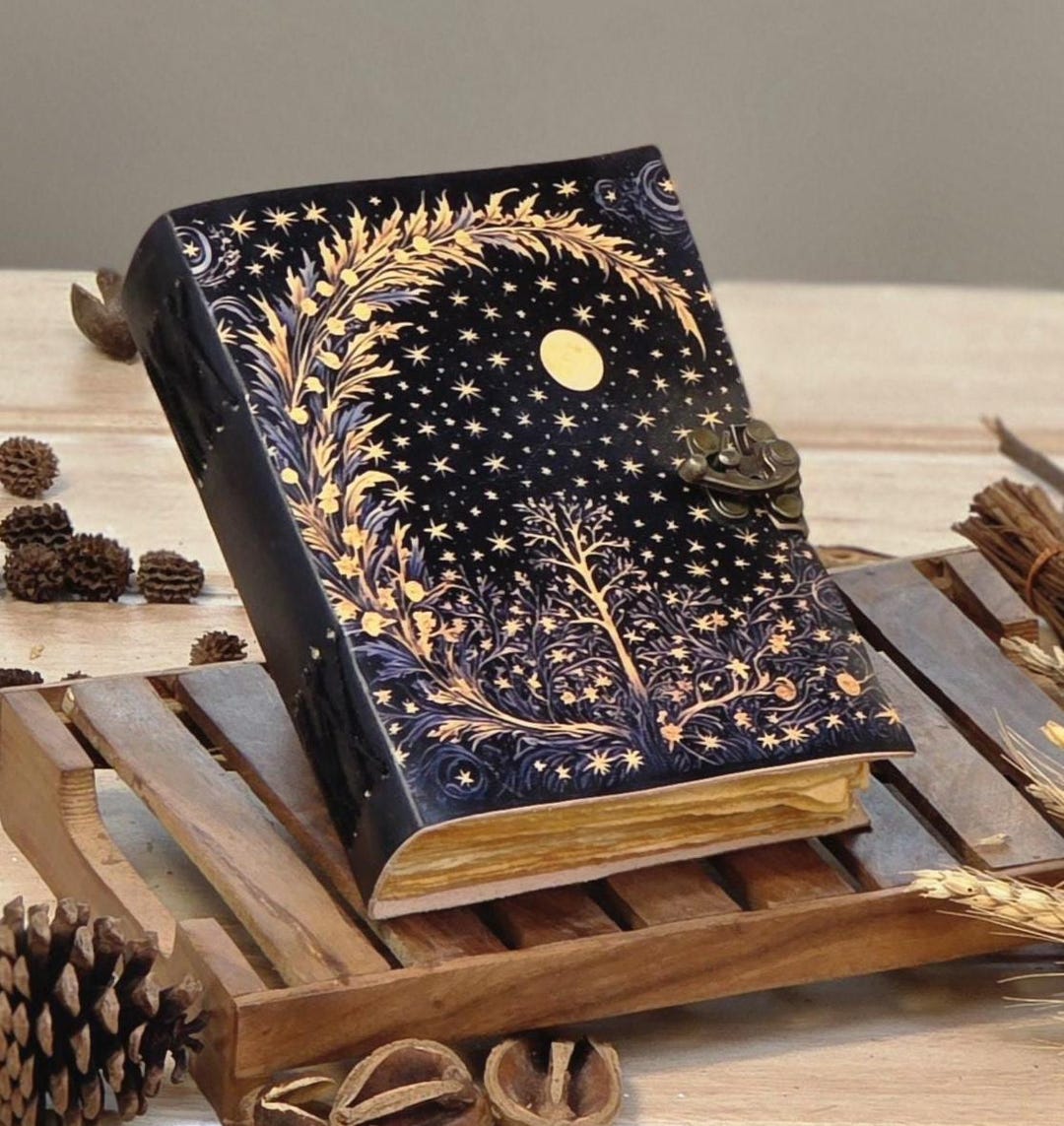 Tree of Life Leather Journal - Night Theme, Handmade Sketchbook - Etsy