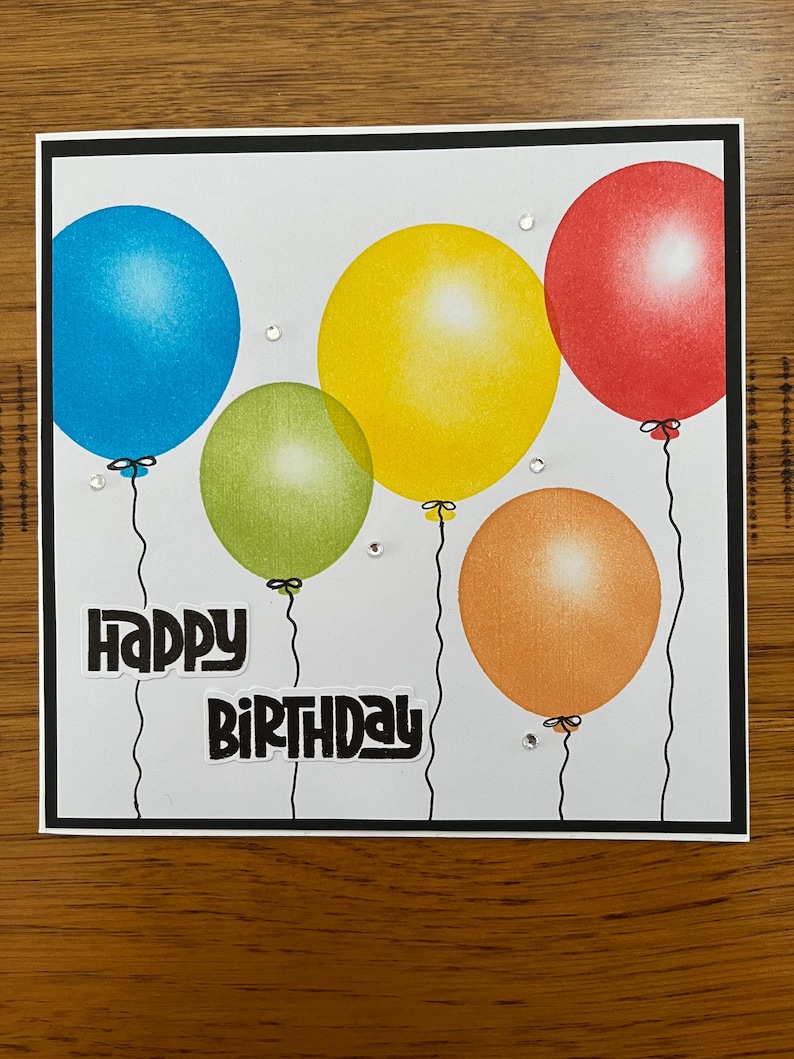 Balloon Birthday Card - Square - Etsy