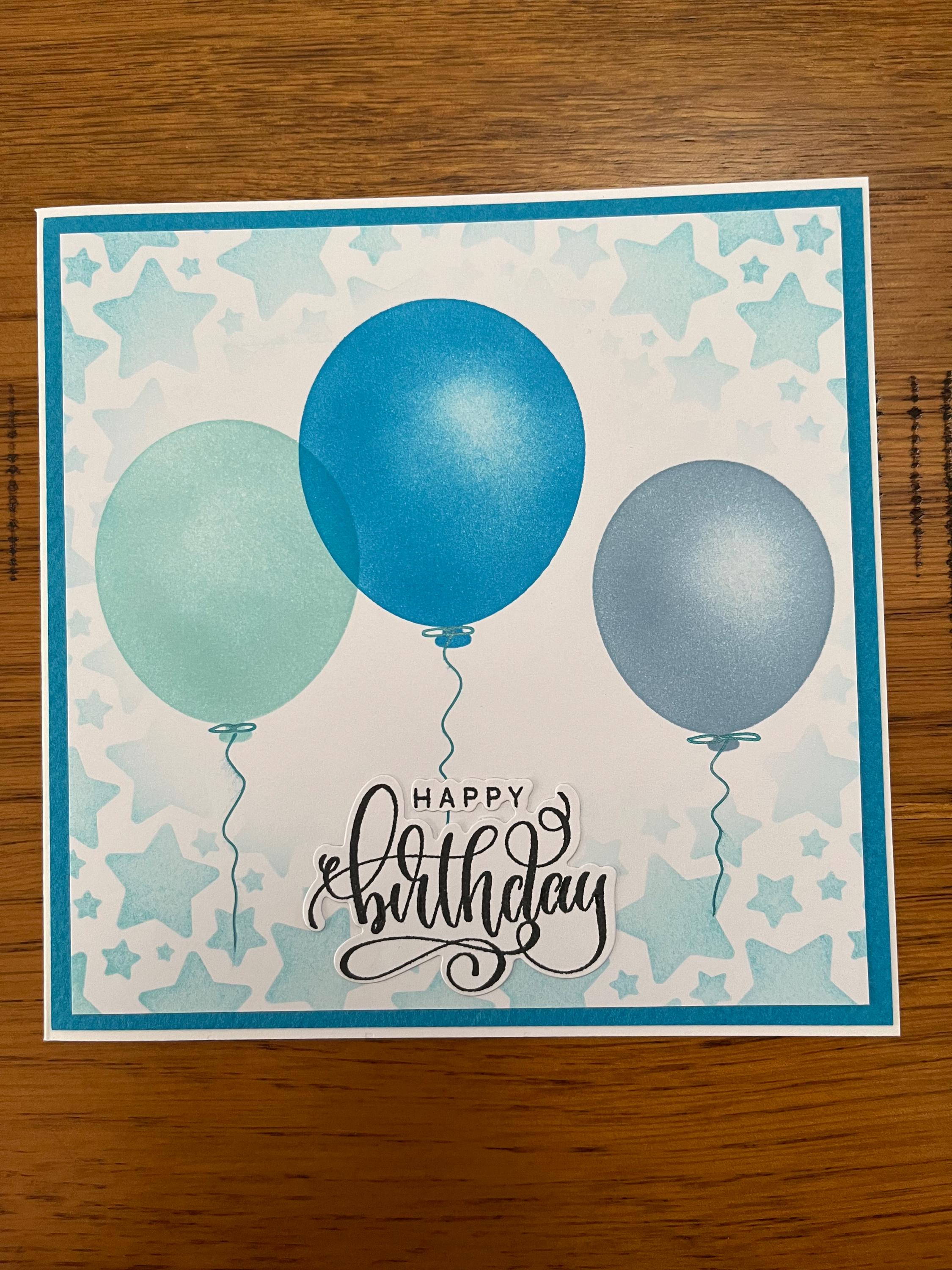 Balloon Birthday Card - Square - Etsy