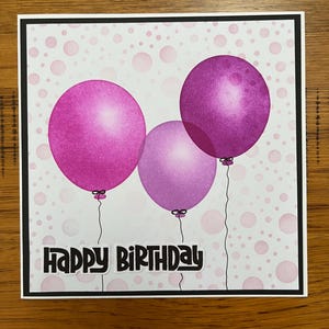 Balloon Birthday Card - Square - Etsy
