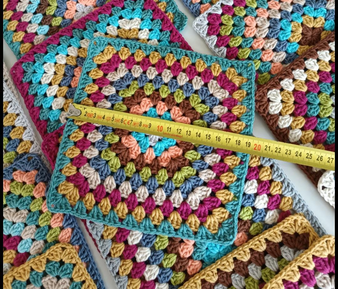 23 Pieces Granny Squares Finished Hand Crochet, Big Granny Square ...