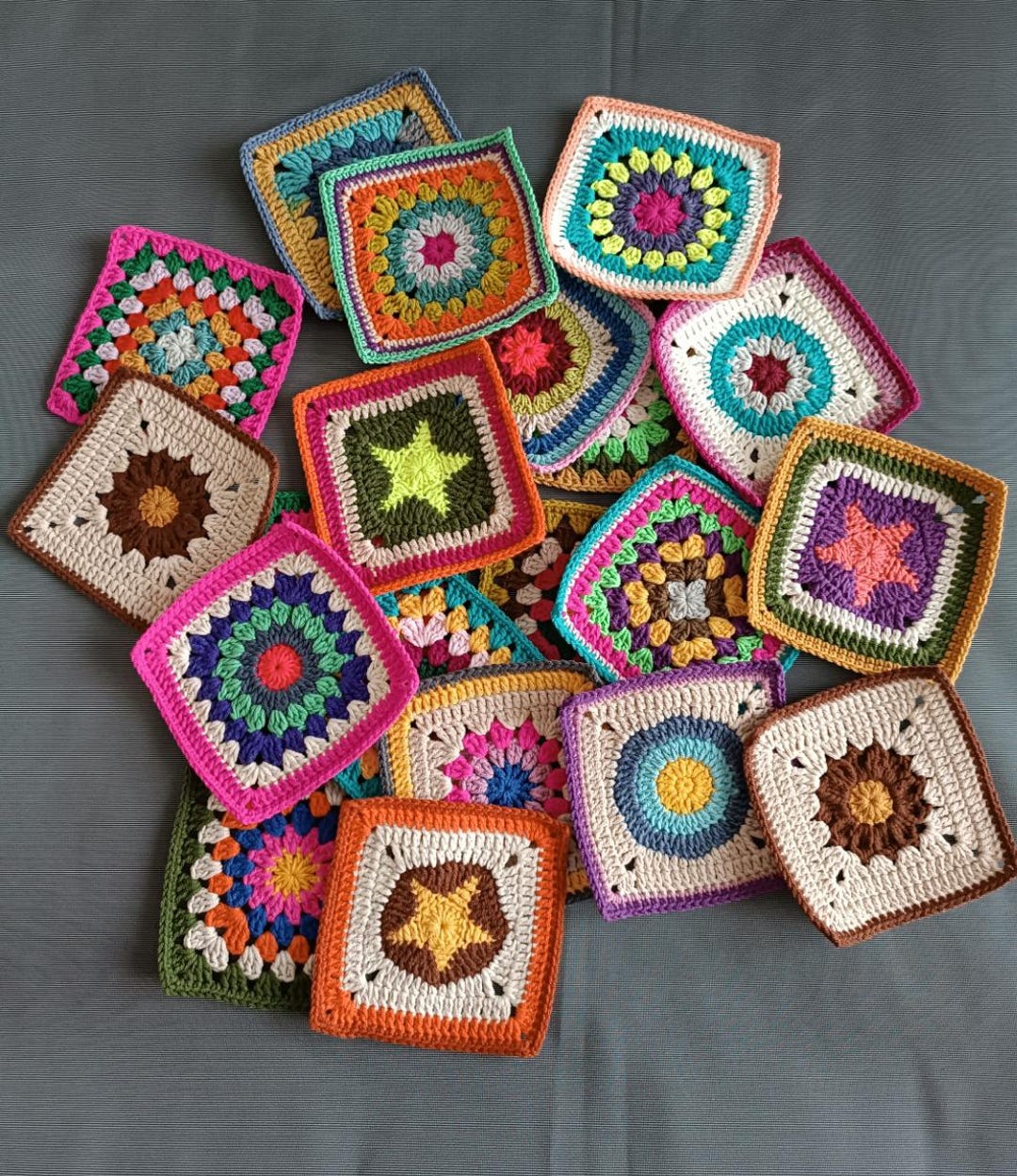 DIY Crochet Projects, 20 Pieces Granny Squares Finished Hand Crochet ...