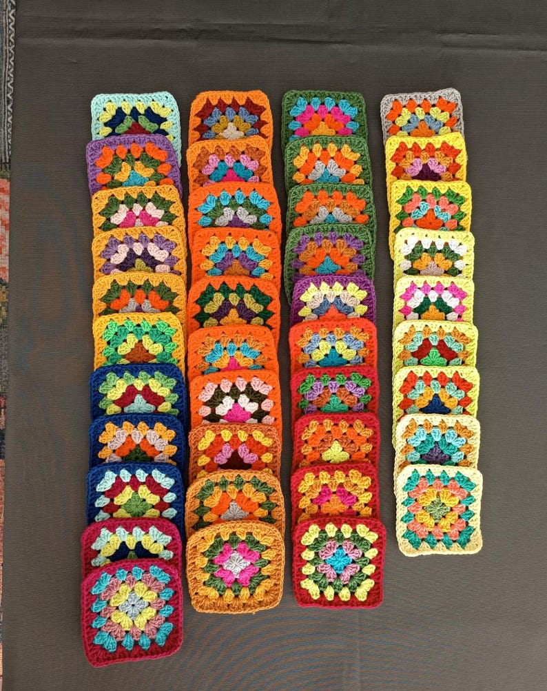 100 Pieces Granny Squares Finished Hand Crochet,diy Crochet Projects ...