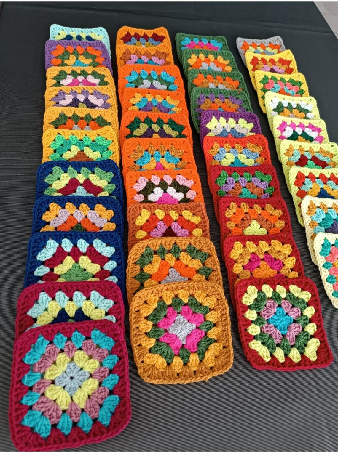 100 Pieces Granny Squares Finished Hand Crochet,diy Crochet Projects ...