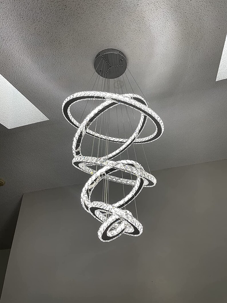 Modern Crystal 6 Ring Chandelier LED Ceiling Lights 3-color High ...