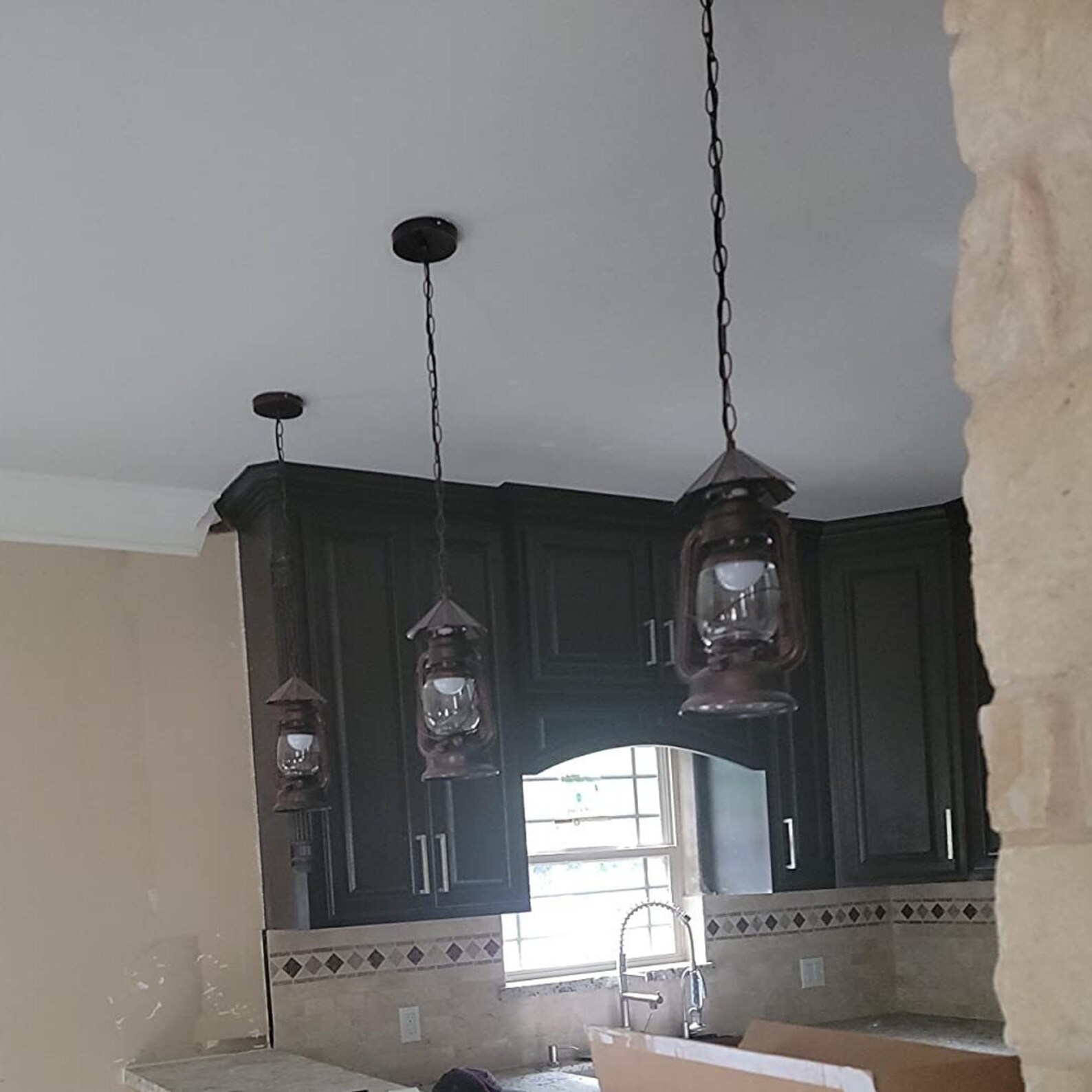 Rustic Lantern Pendant Light With Glass Shade Ceiling Hanging - Etsy