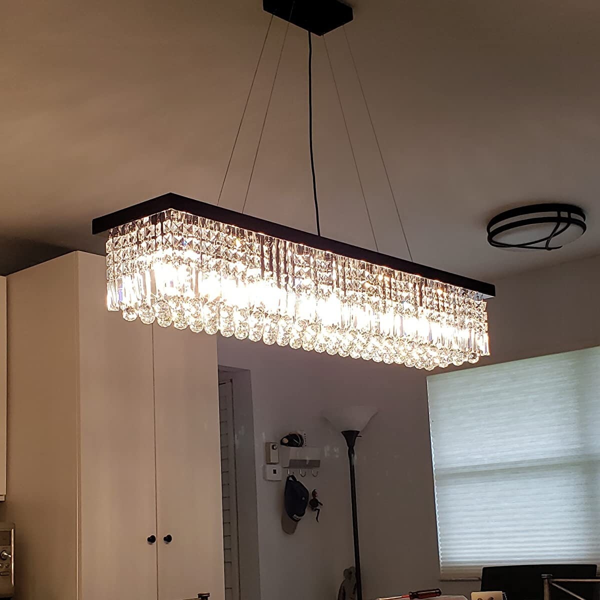 Rectangle K9 Crystal Chandelier Modern Rectangular Pendant Lighting Fixture for Dining Room ...