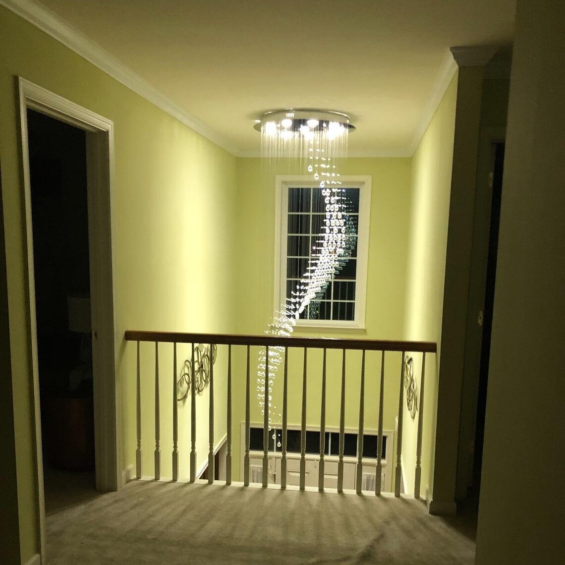 Modern Spiral Staircase Chandelier Large Rain Drop Crystal Flush Mount ...