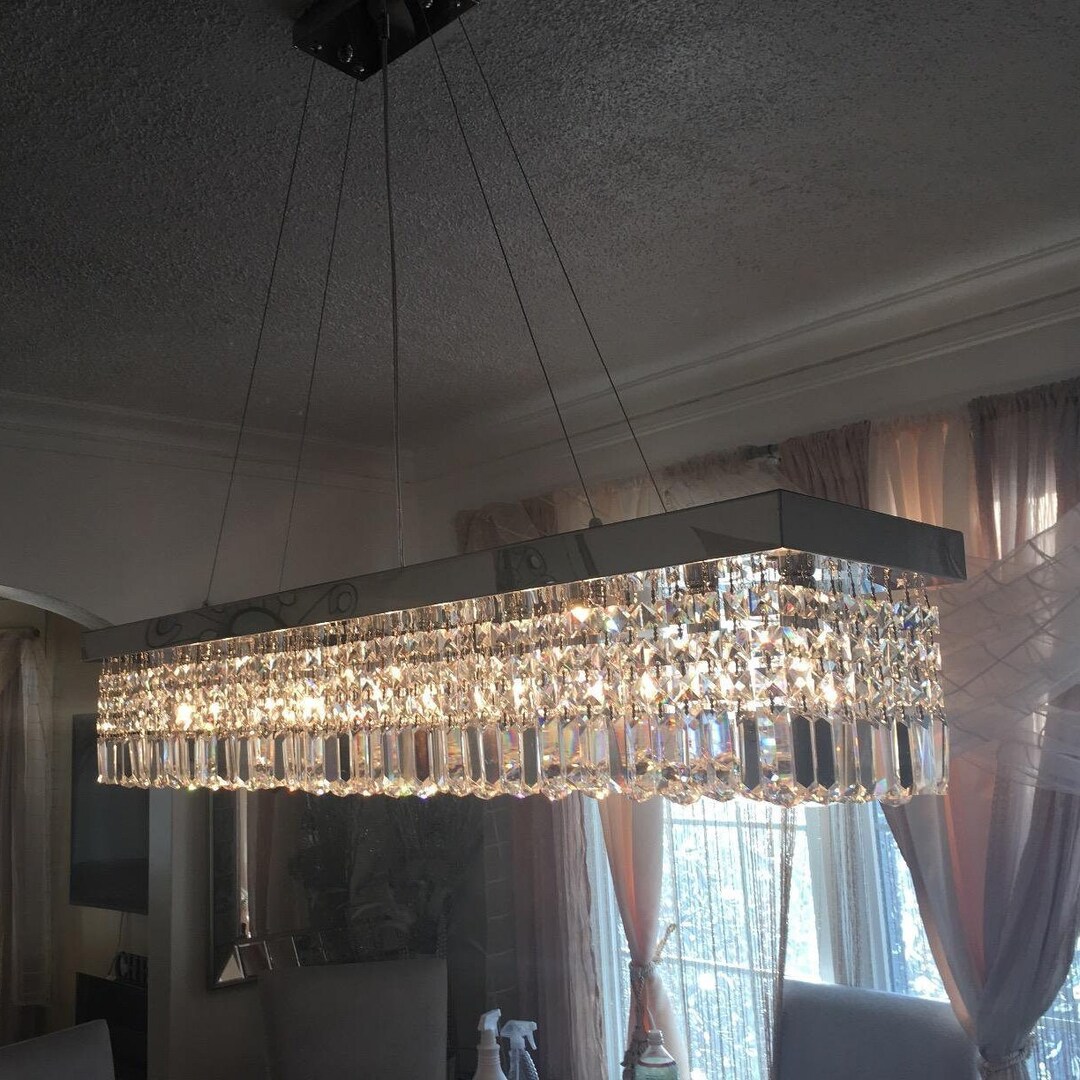 Rectangle K9 Crystal Chandelier Modern Rectangular Pendant Light ...