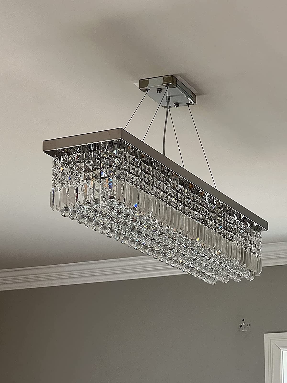 Rectangle K9 Crystal Chandelier Modern Rectangular Pendant Light ...