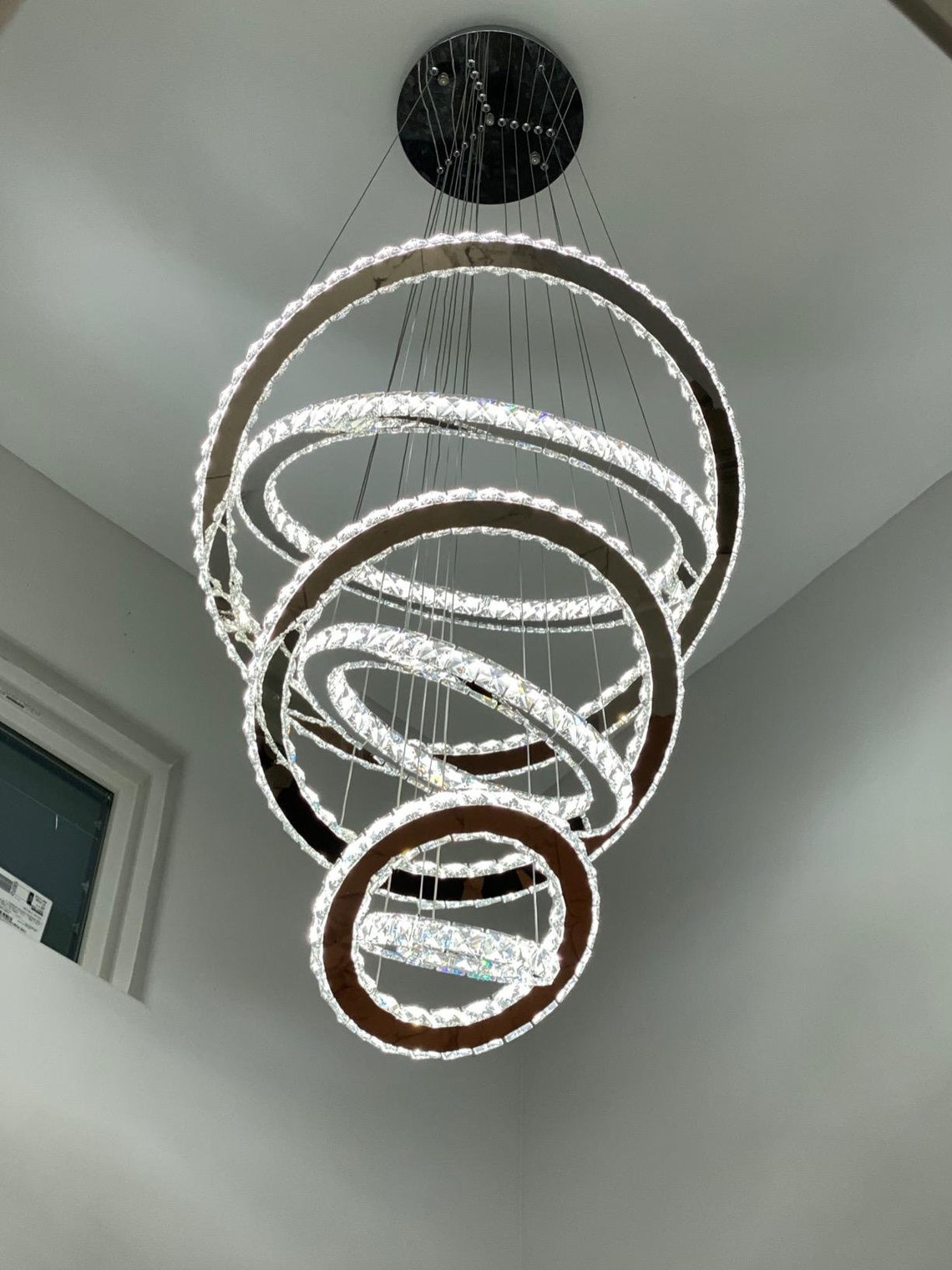 Modern Crystal 6 Ring Chandelier LED Ceiling Lights 3-color High ...
