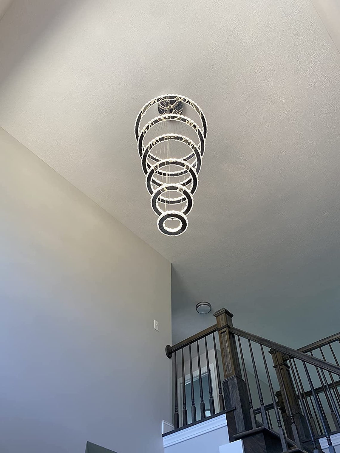 Modern Crystal 6 Ring Chandelier LED Ceiling Lights 3-color High ...