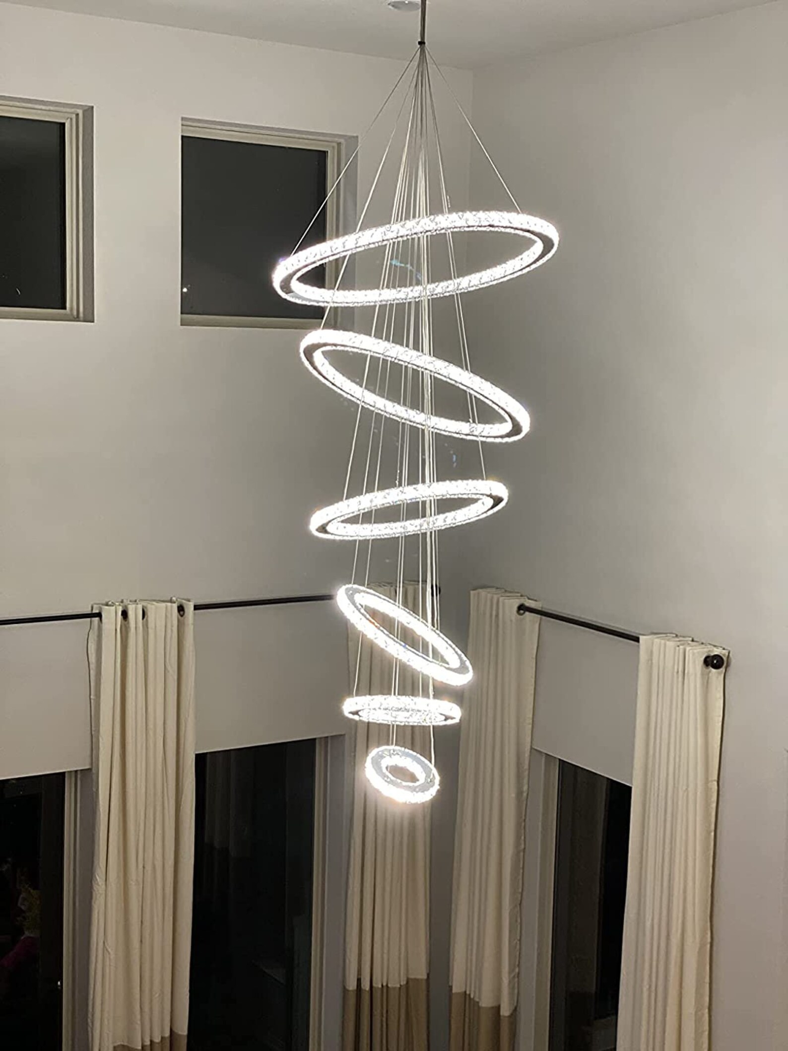 Modern Crystal 6 Ring Chandelier LED Ceiling Lights 3-color High ...