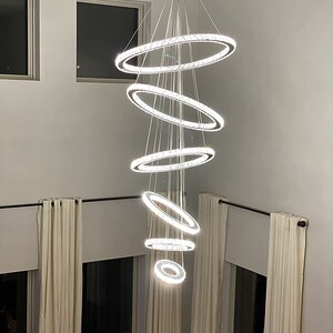 Modern Crystal 6 Ring Chandelier LED Ceiling Lights 3-color High ...