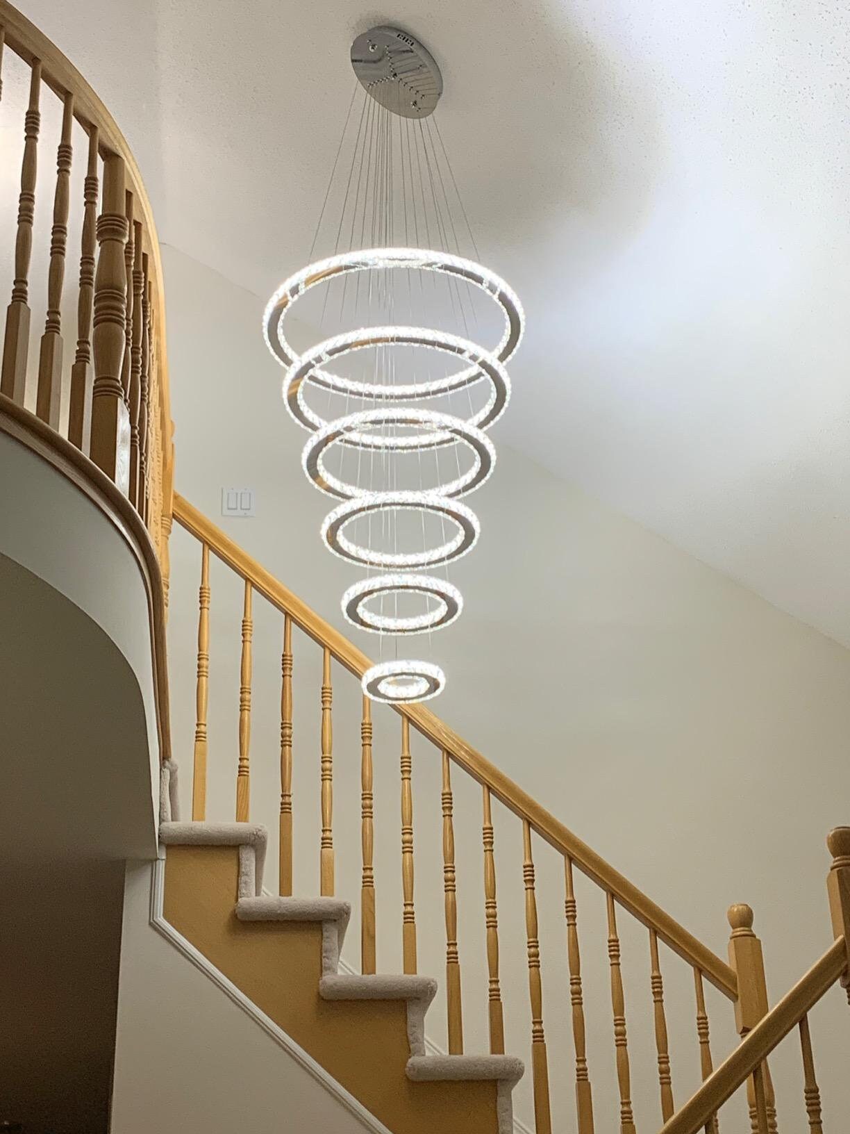 Modern Crystal 6 Ring Chandelier LED Ceiling Lights 3-color High ...