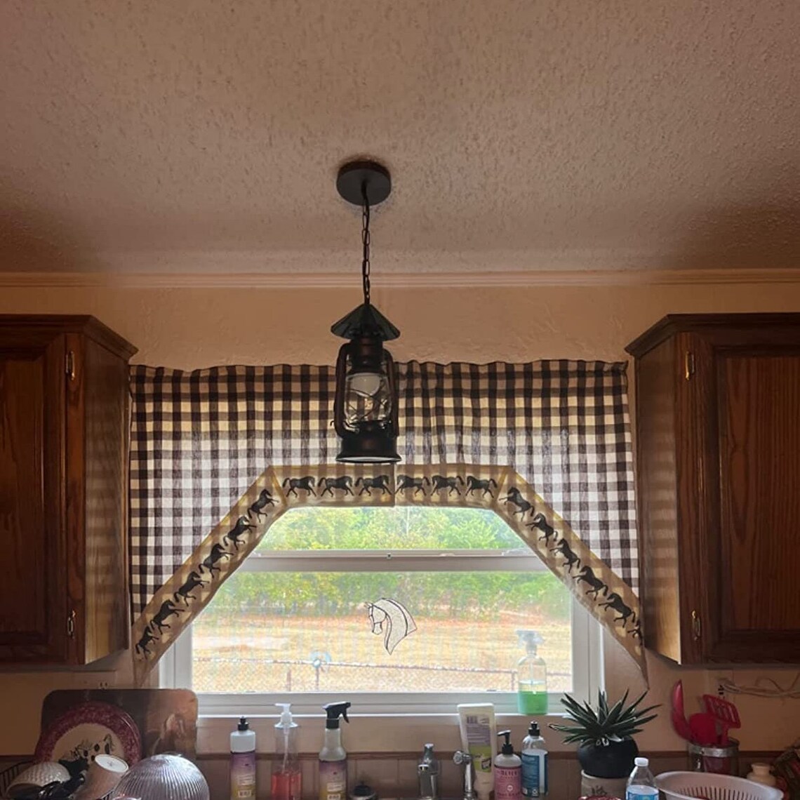 Rustic Lantern Pendant Light With Glass Shade Ceiling Hanging - Etsy