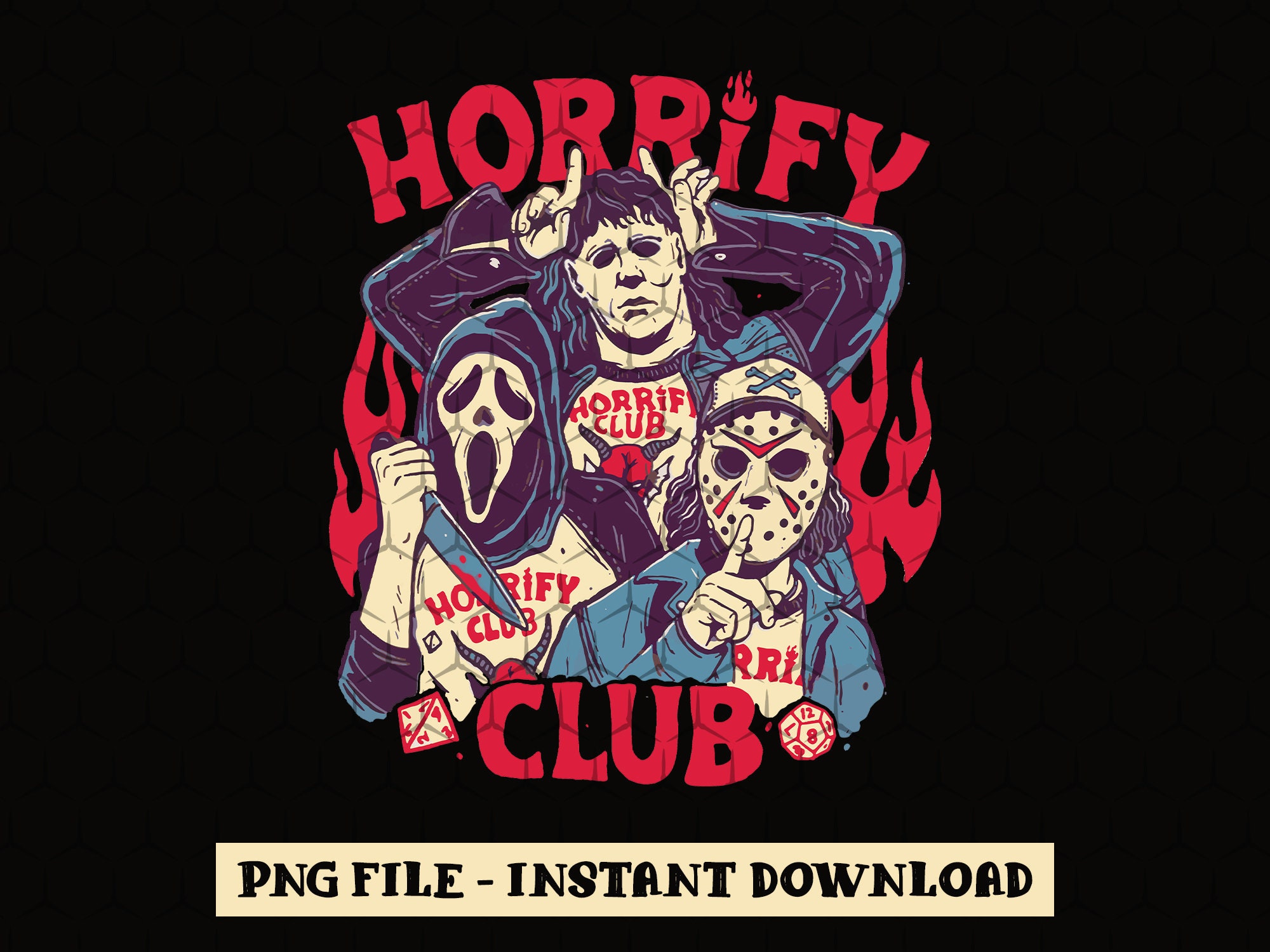 Horrify Club PNG Hell Devil Fire Baseball Png Trendy - Etsy
