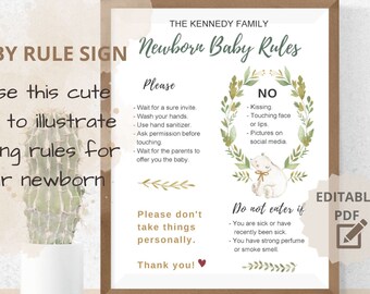 New Baby Rules Sign - Etsy