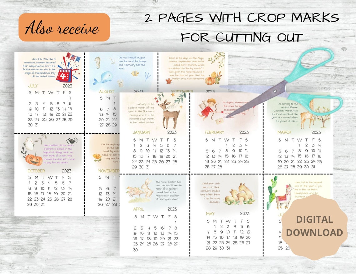 Printable Calendar 2023 Cute Desk Calendar Printable - Etsy