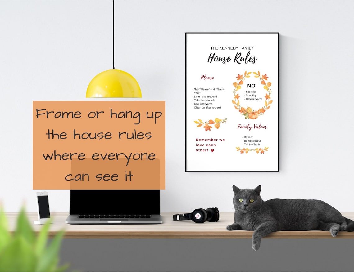 Editable House Rules for Kids, House Rule Wall Art, Family Rule Wall ...