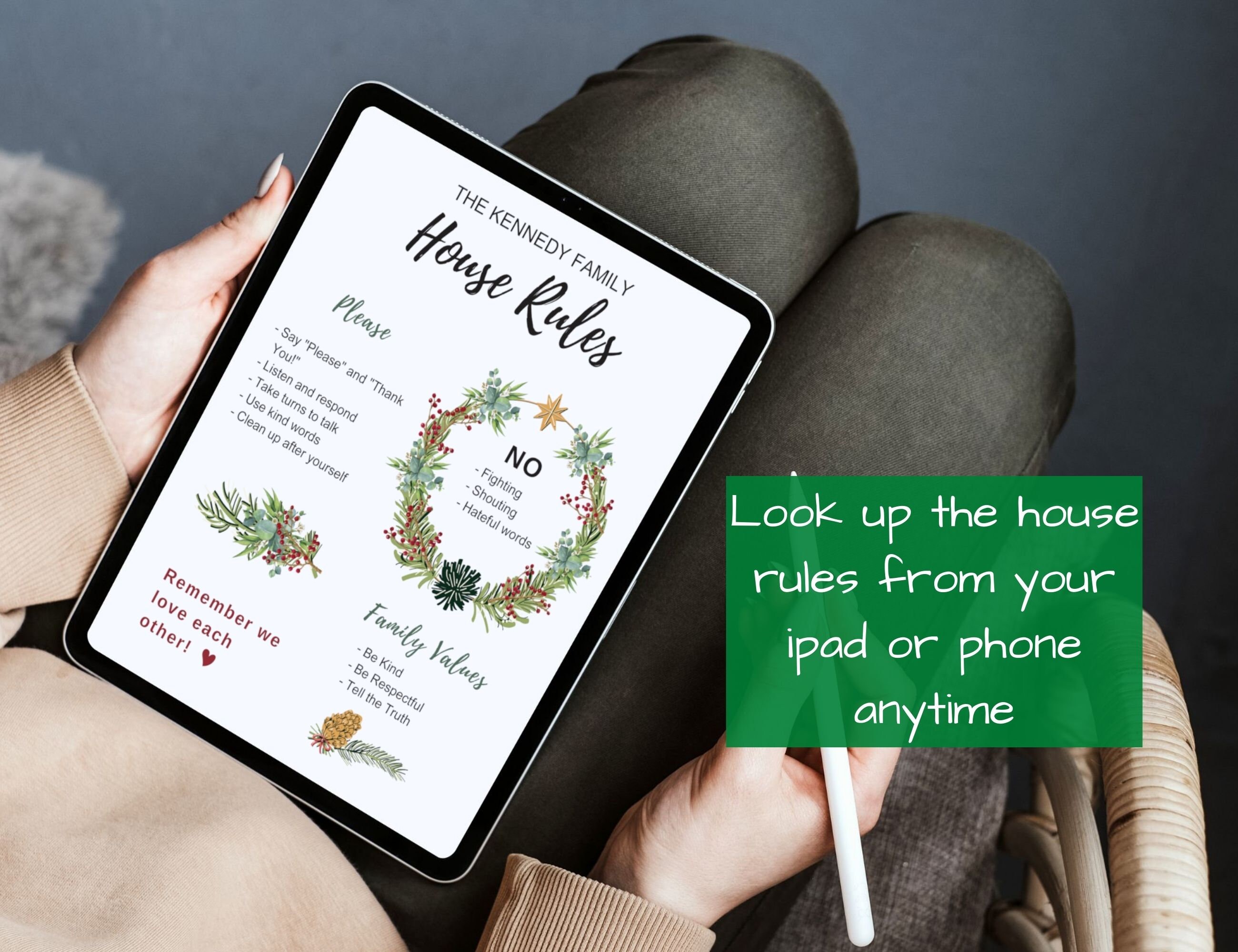 Editable House Rules for Kids, House Rule Wall Art, Family Rule Wall ...