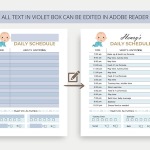 Editable Baby Schedule Template, Daily Schedule Printable, Baby Routine ...